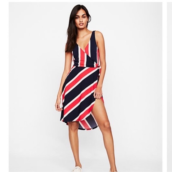 Express | Dresses | Express Surplice Striped Midi Dress | Poshmark